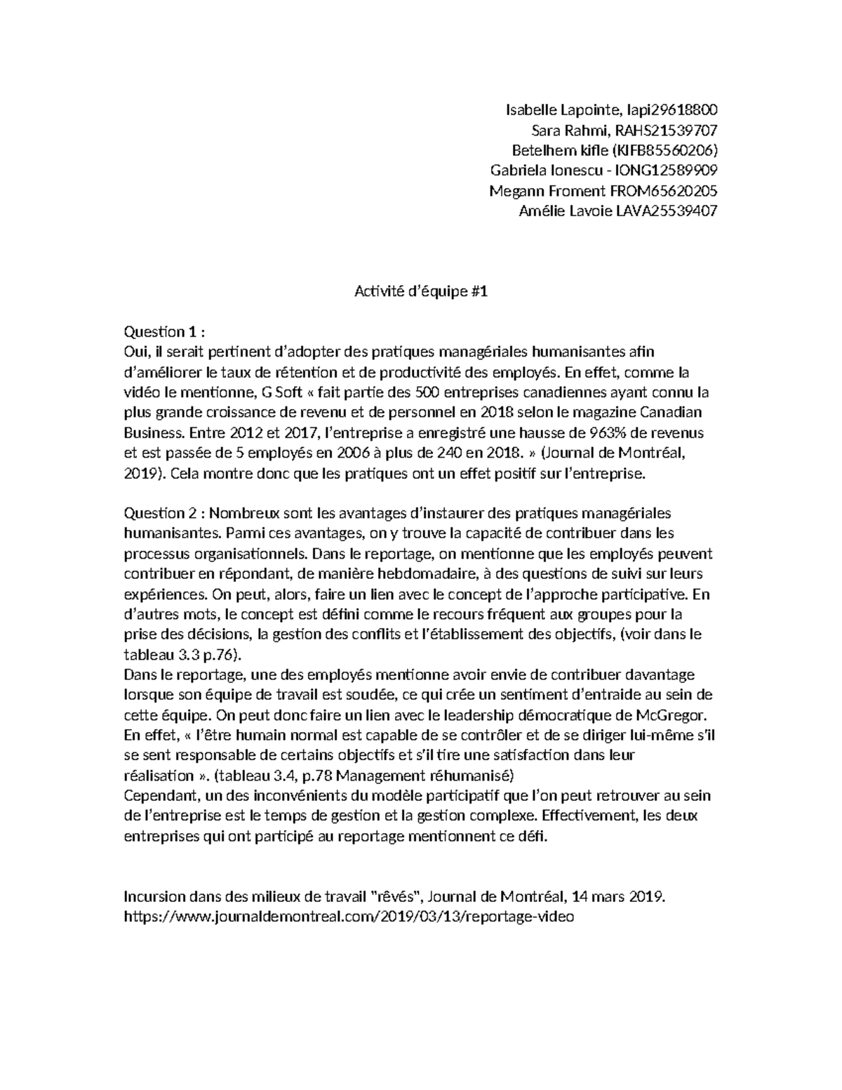 Management 1 Activ - Isabelle Lapointe, lapi Sara Rahmi, RAHS Betelhem ...