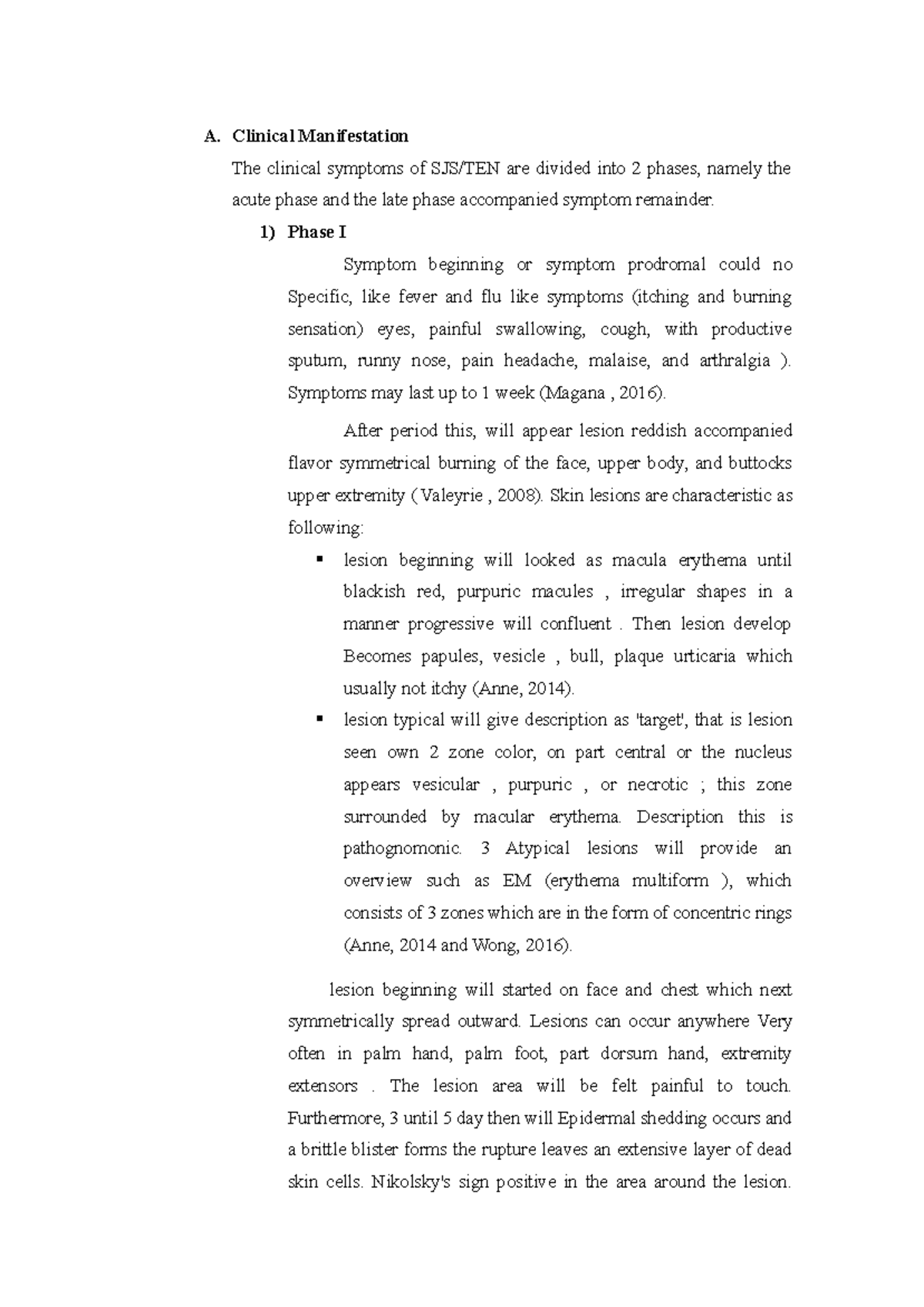 Manifestation clinic of SJS - A. Clinical Manifestation The clinical ...