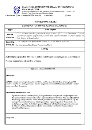 AUTO 2 CMO 67 Workbook WEEK 1- Laboratory - KAMAYA POINT Associated Marine Officers’ and Seamen ...