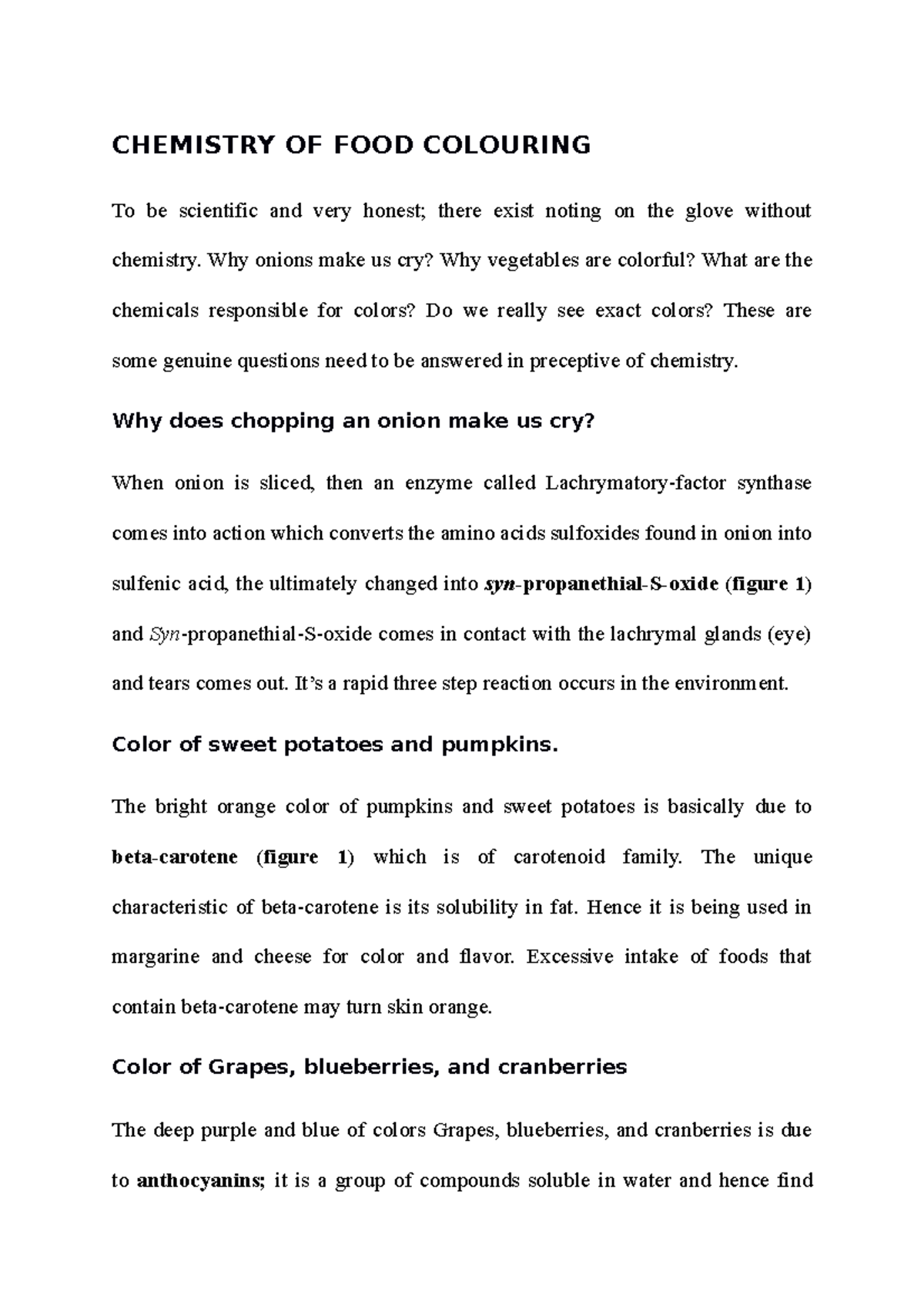 Food coluring ingredients & Vegetables chemistry - CHEMISTRY OF FOOD ...