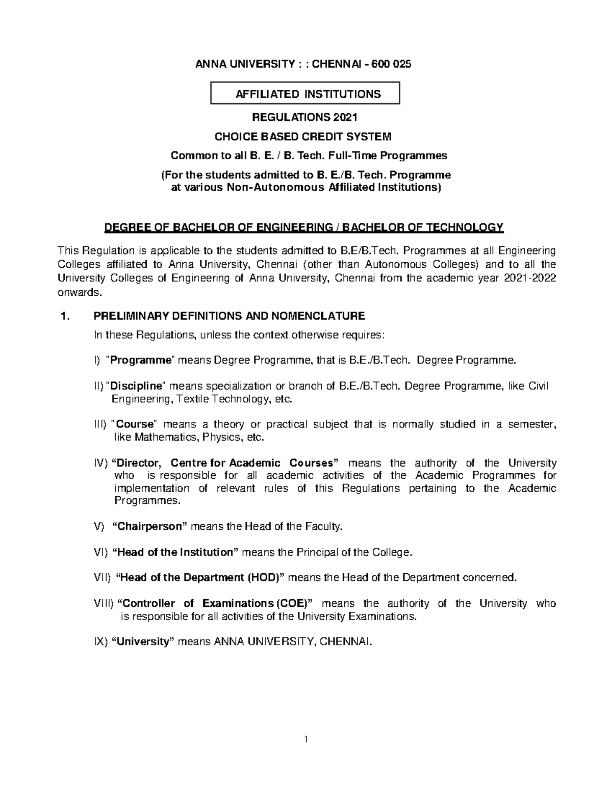 UG R 2021 - anna university regulation 2021 - ANNA UNIVERSITY ...