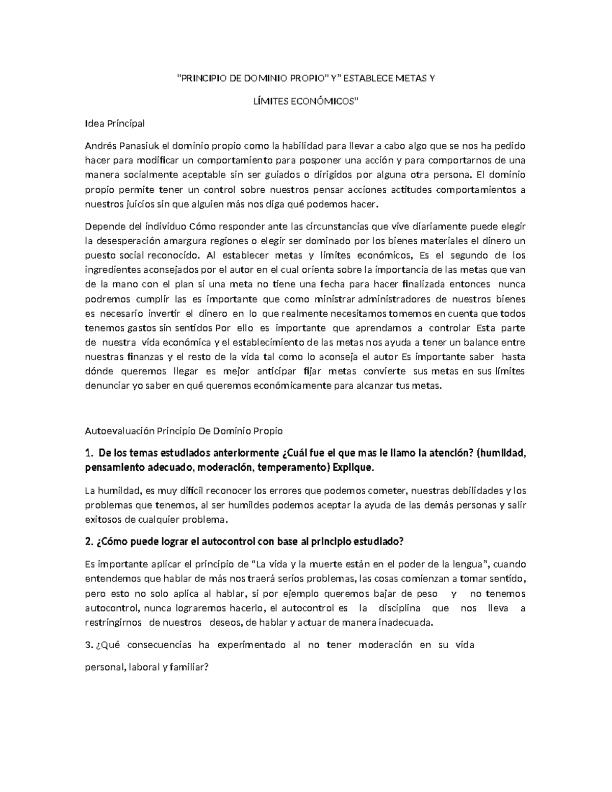 Principio DE Dominio Propio - "PRINCIPIO DE DOMINIO PROPIO" Y ...
