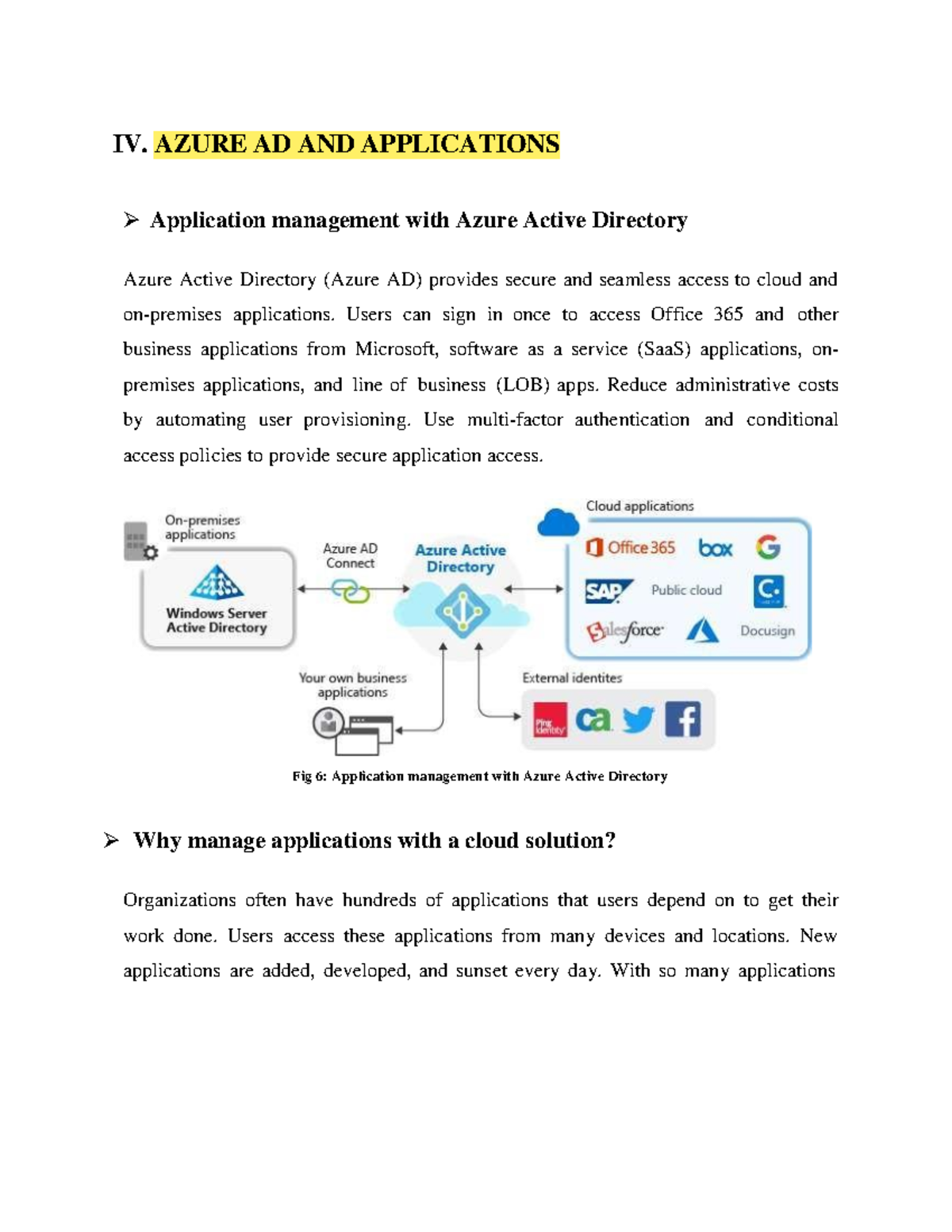 Azure AD AND Applications - IV. AZURE AD AND APPLICATIONS Application ...