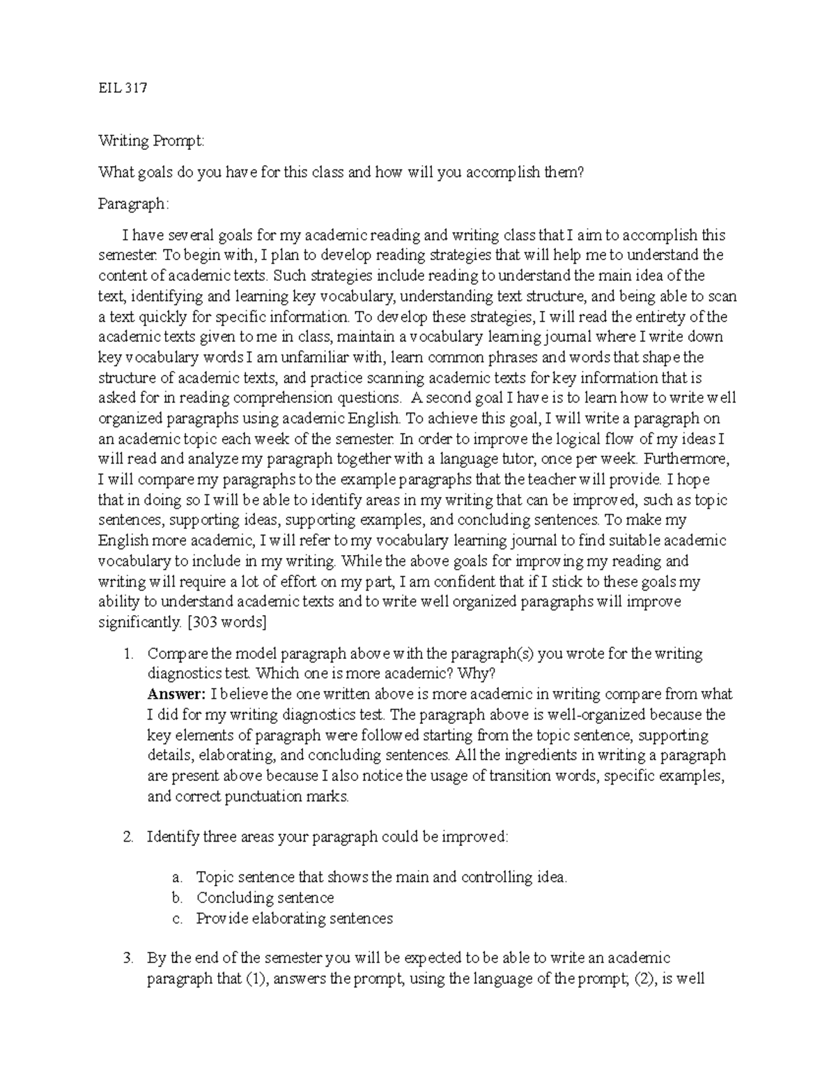 EIL 317 - Model Paragraph Analysis - Diagnostic Test paragraph model ...