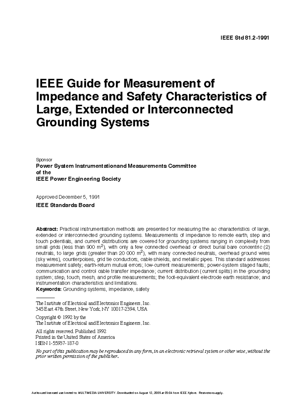 Ieee standard 81 - erererer - IEEE Std 81- IEEE Guide for Measurement ...