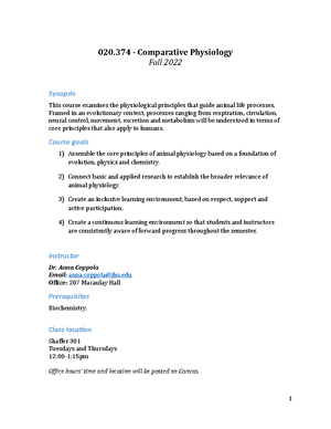 Comparative Physiology Final Review - Humans are animals a. What is ...