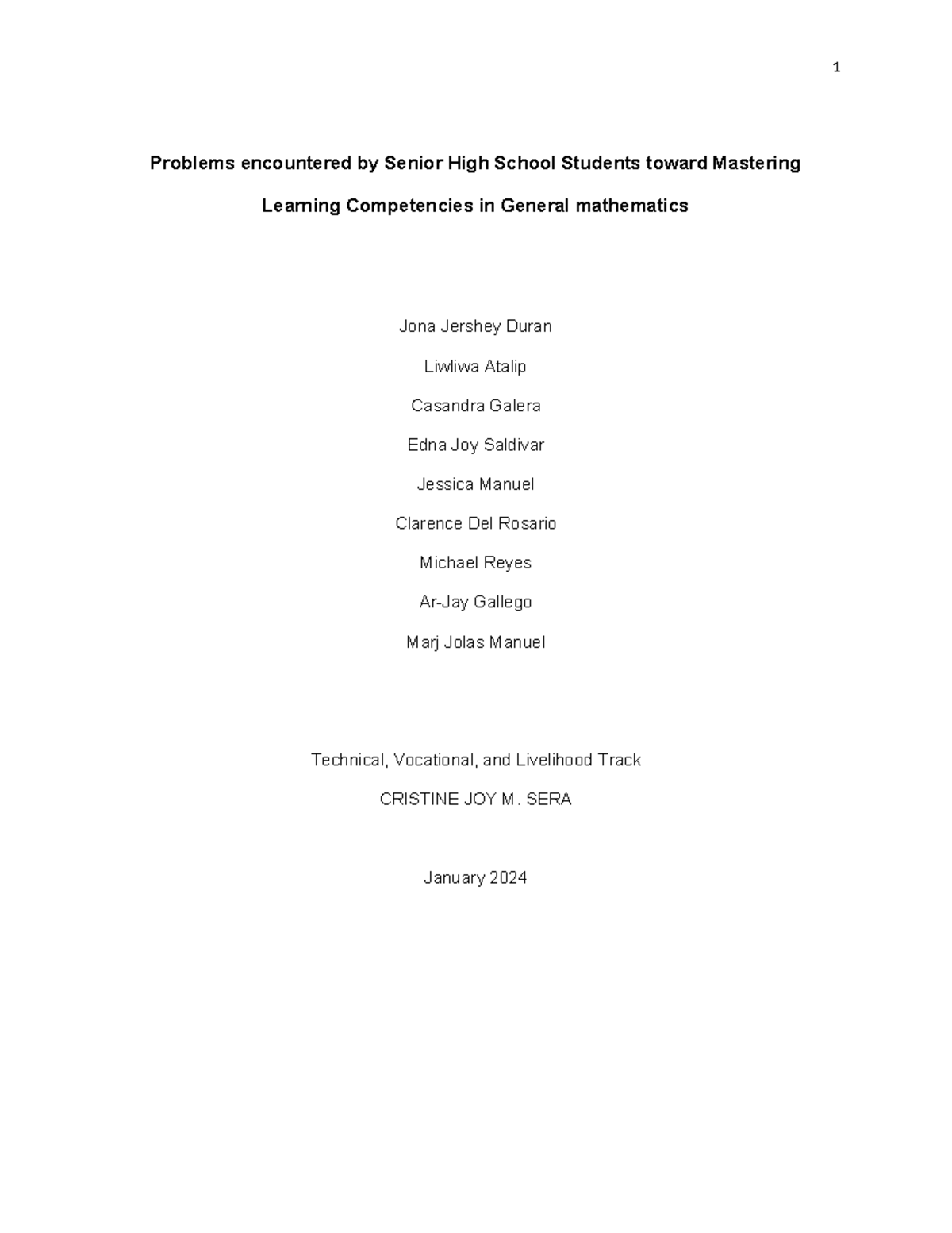 Title-page-1 - Problems encountered by Senior High School Students ...