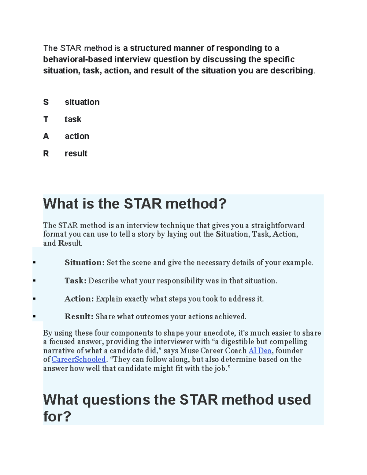 The STAR technique interview - The STAR method is a structured manner ...