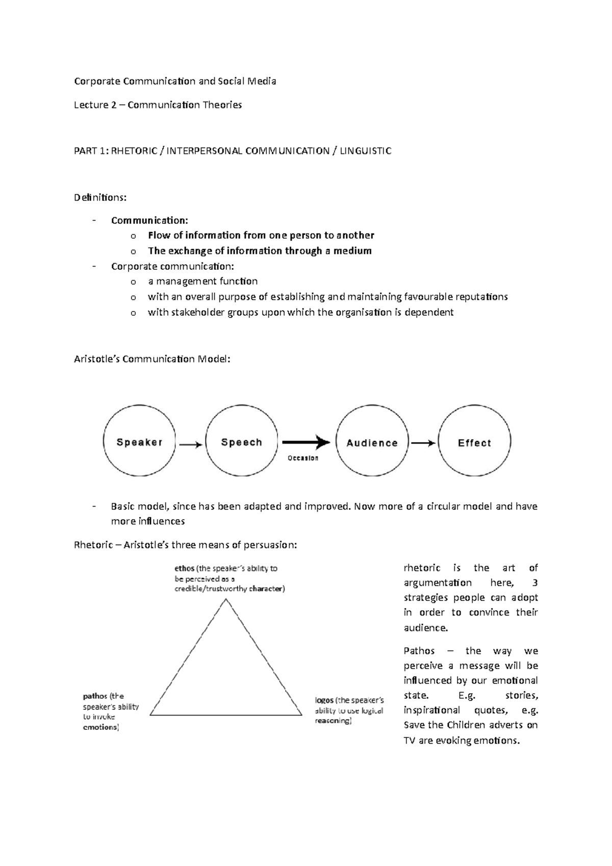 Lecture 2 - Communication Theories - Corporate Communication and Social ...