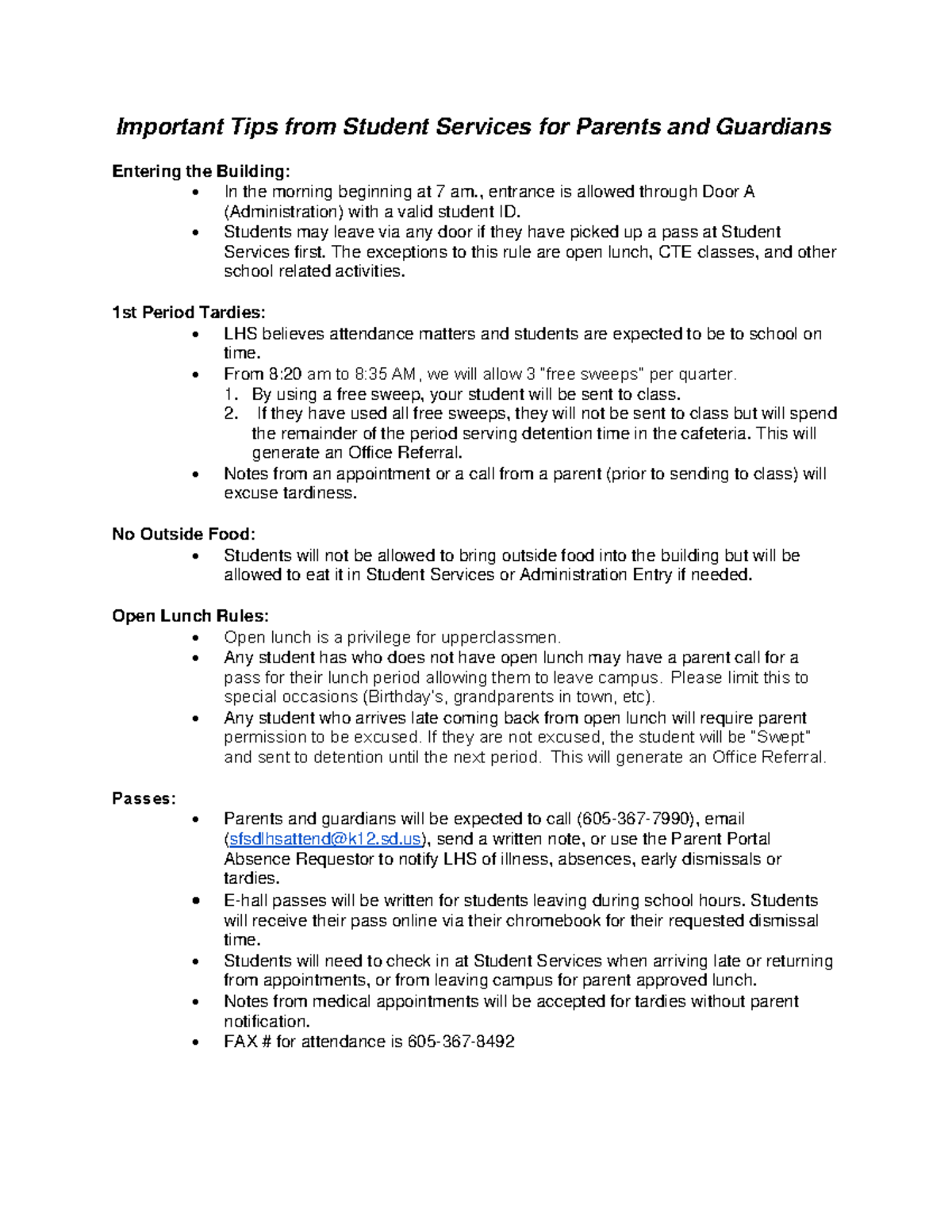 Office Guidelines - Important Tips from Student Services for Parents ...