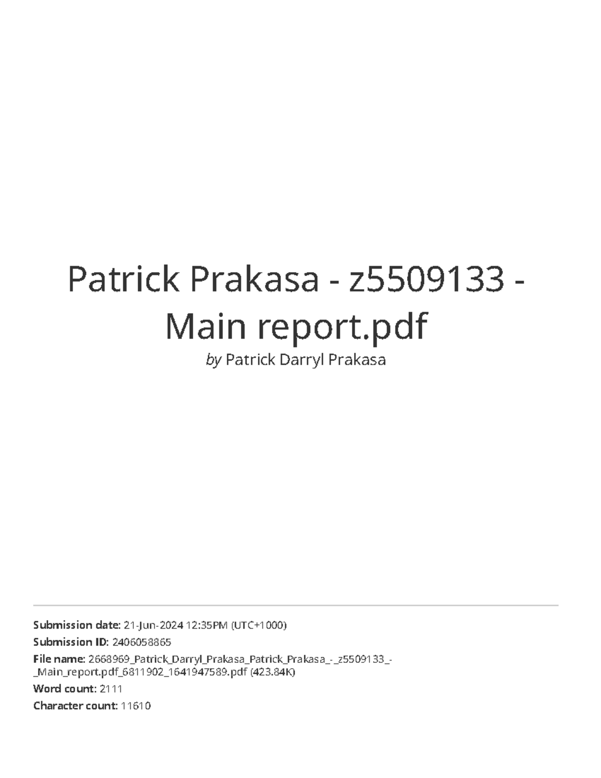 Patrick Prakasa - z5509133 - Main report.pdf - Patrick Prakasa - z5509133 - Main report by ...