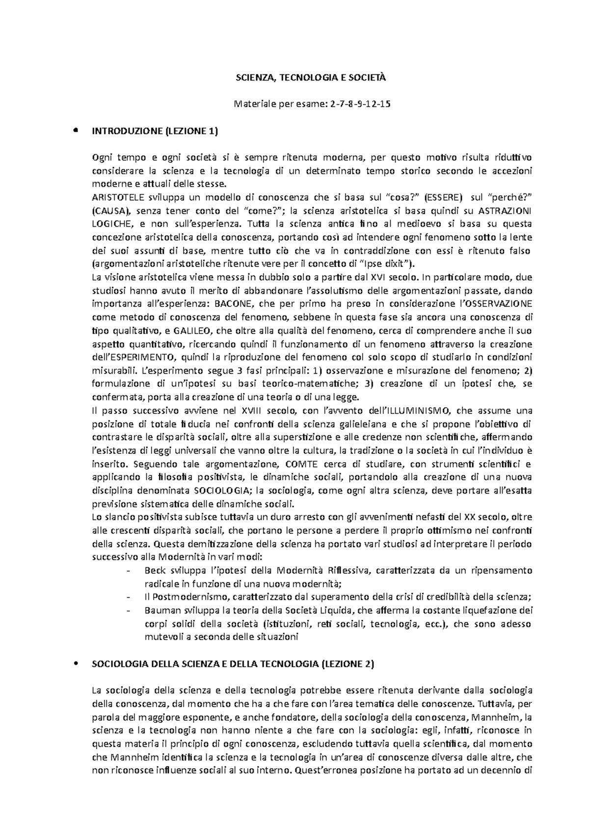 Scienza, tecnologia e società - SCIENZA, TECNOLOGIA E SOCIETÀ Materiale ...