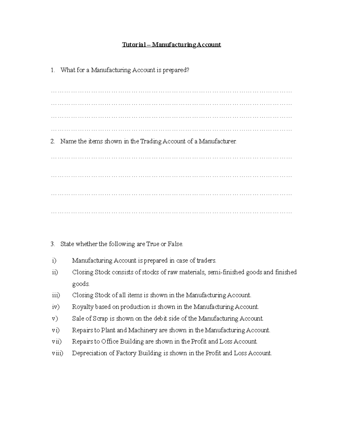 Tutorial - Manufacturing Account - Tutorial – Manufacturing Account ...