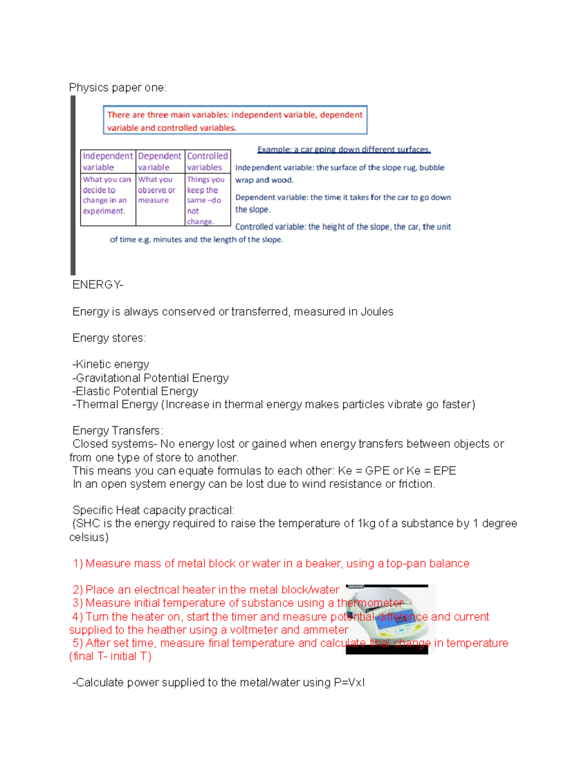 Physics paper one - Physics paper one: ENERGY- Energy is always ...