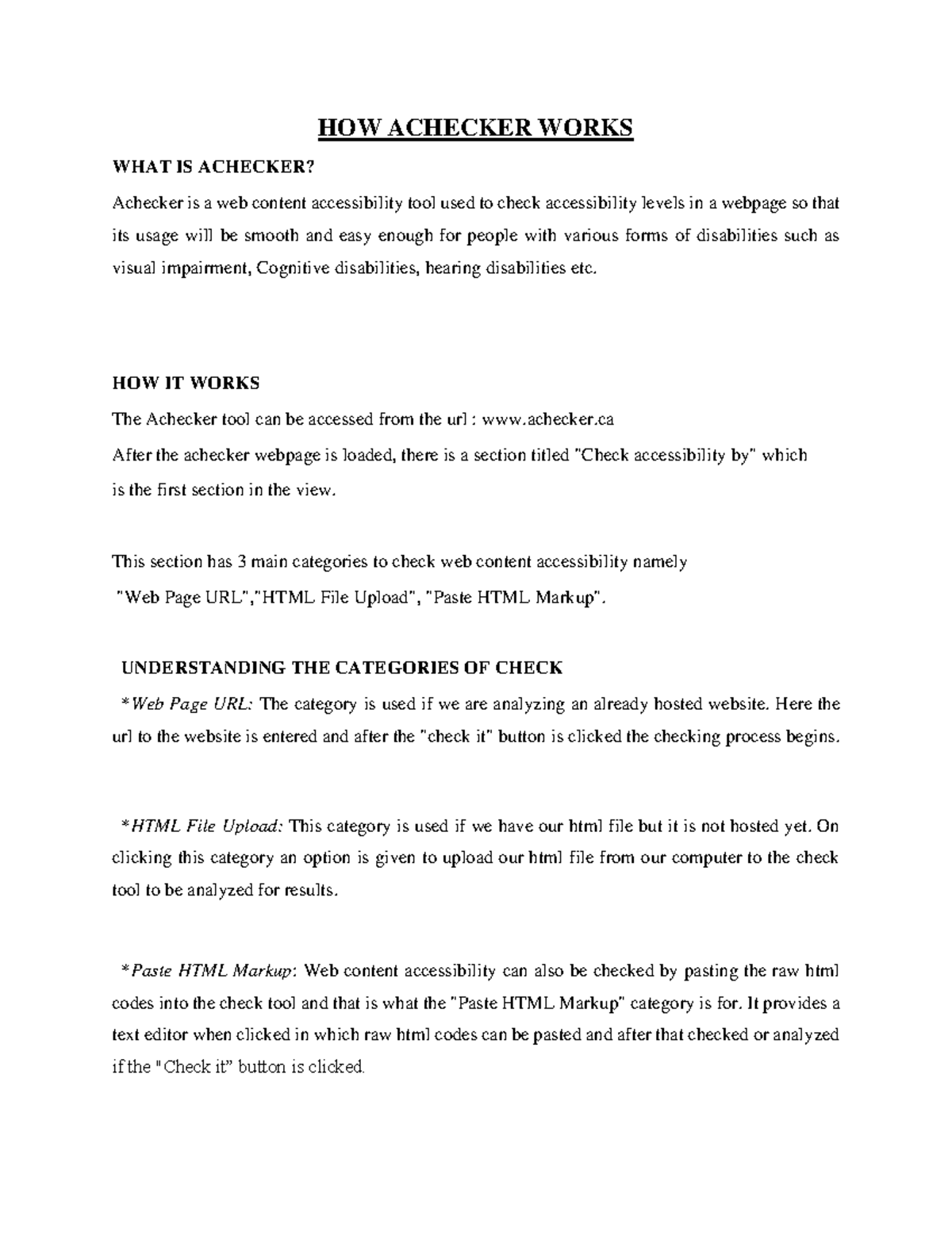 HOW Achecker Works - Lecture notes 1 - HOW ACHECKER WORKS WHAT IS ...
