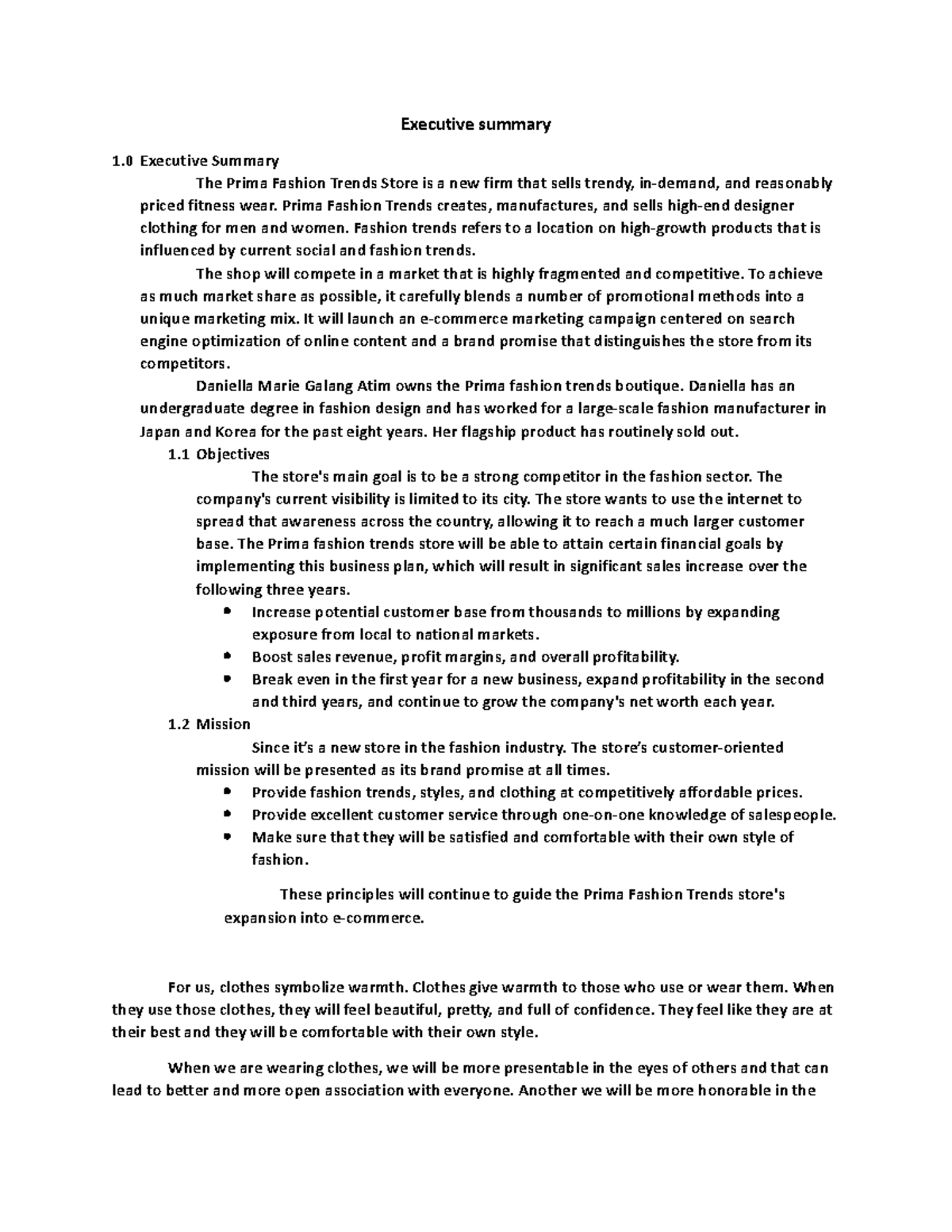 executive summary - Executive summary 1 Executive Summary The Prima ...