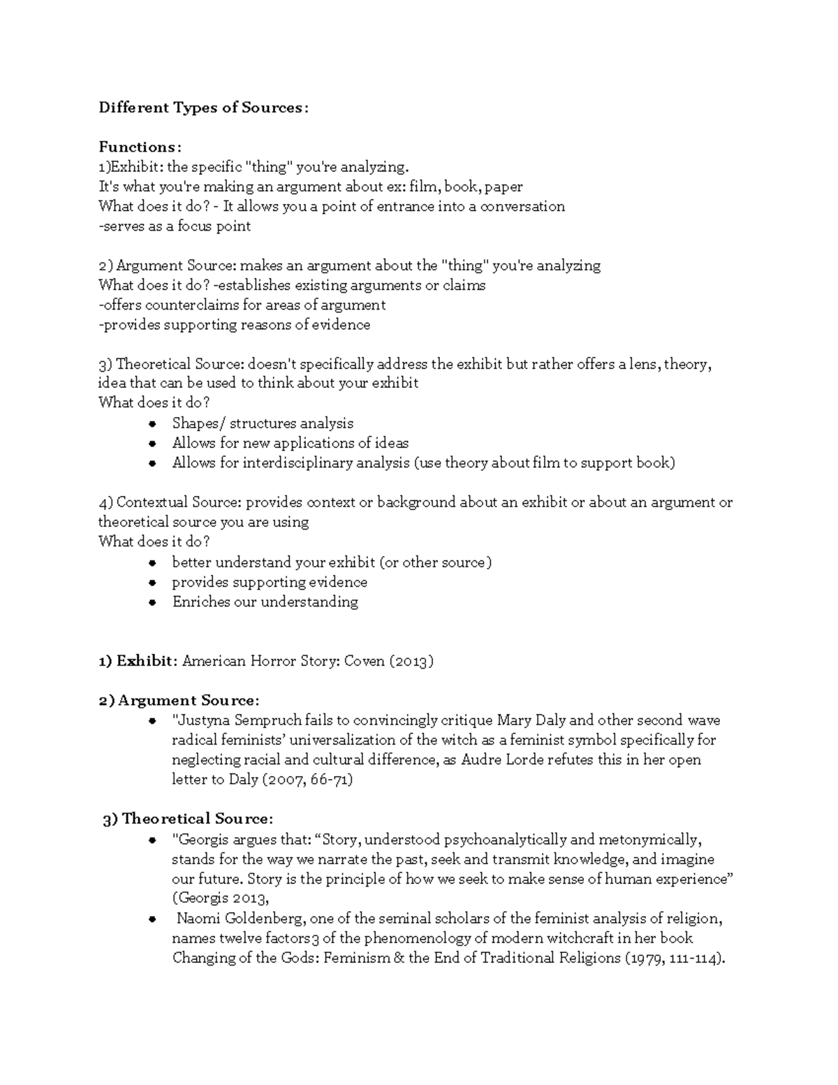 Types of Citations - Different Types of Sources: Functions: 1)Exhibit ...