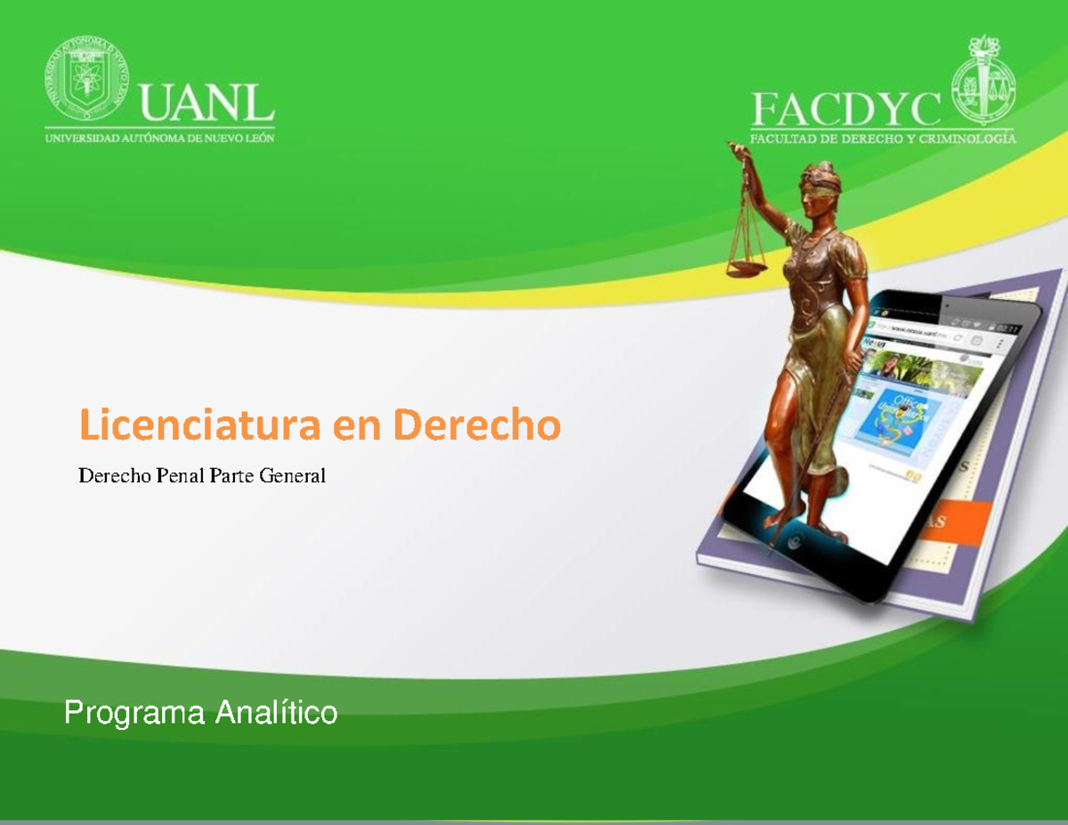 Derecho Penal Parte General - Programa Analítico Licenciatura en Derecho Derecho Penal Parte ...
