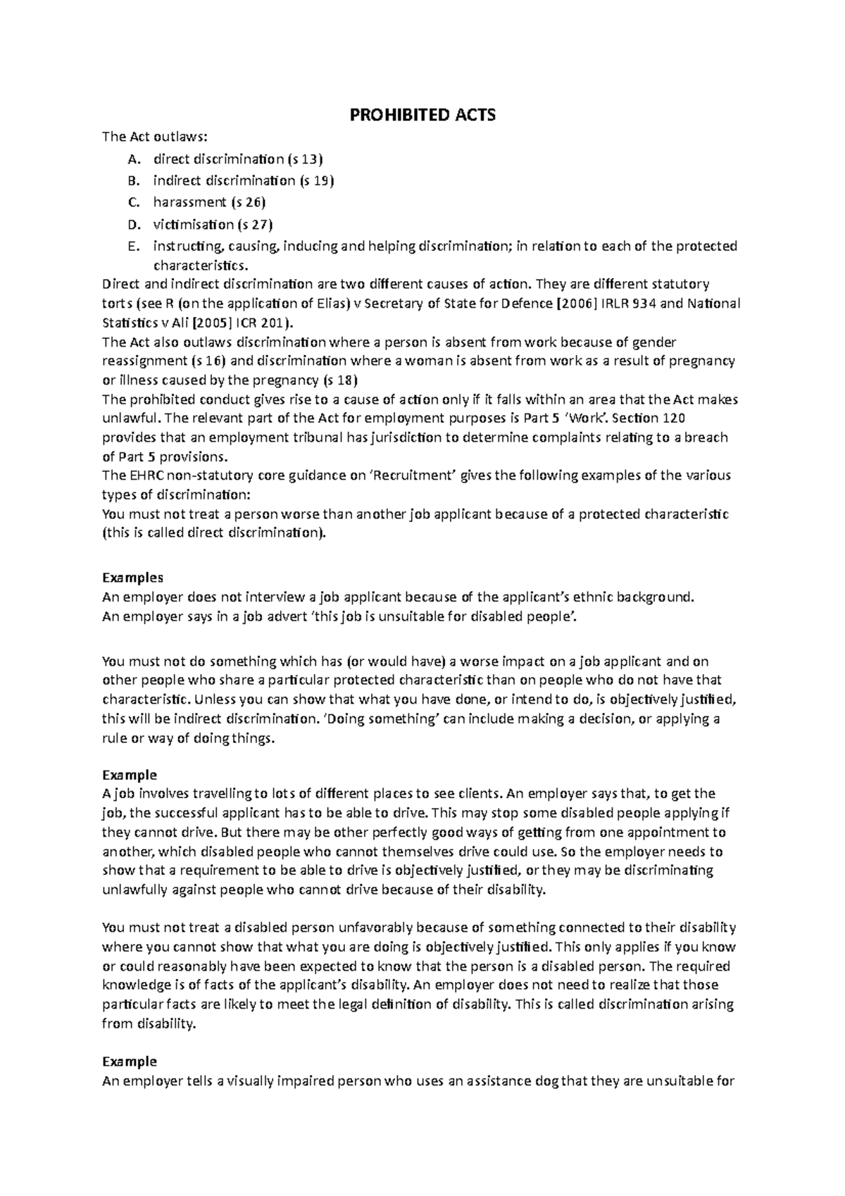 Prohibited Acts - PROHIBITED ACTS The Act outlaws: A. direct ...