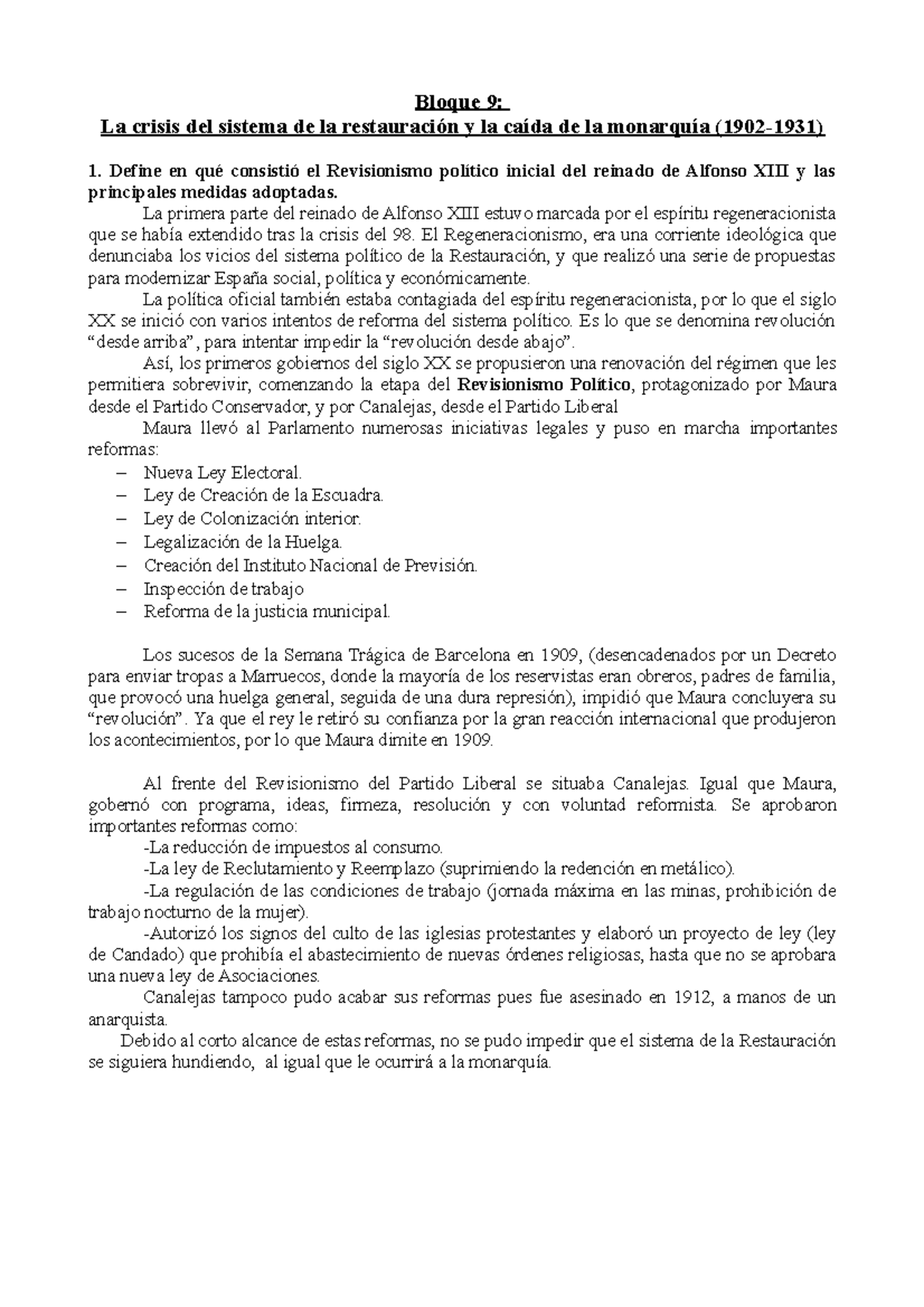 Bloque 9 pdf historia de españa ebau canarias - Bloque 9: La crisis del sistema de la ...