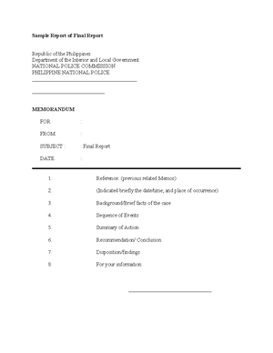 Sample Format of Investigation Report - Sample Format of Investigation ...