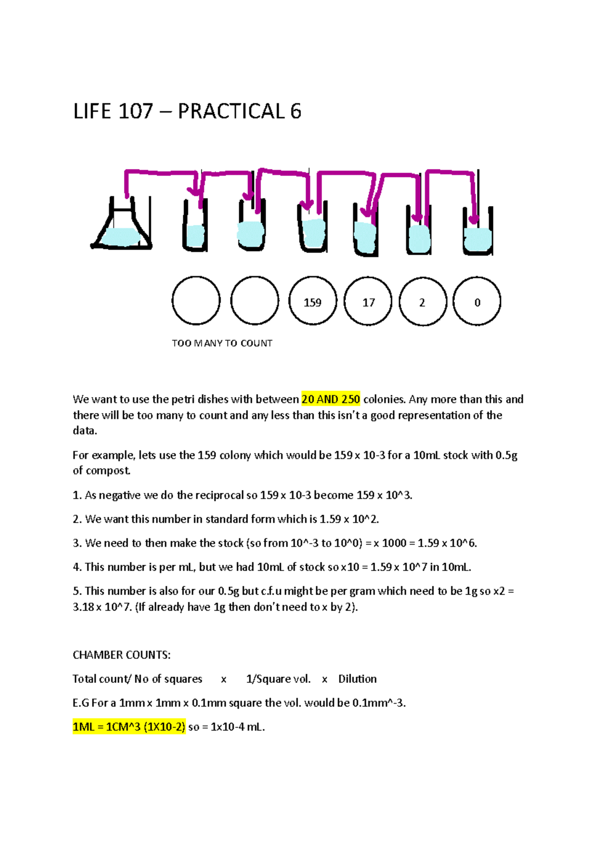 LIFE 107 - Practical 6 Overview - LIFE 107 – PRACTICAL 6 159 17 2 0 We ...