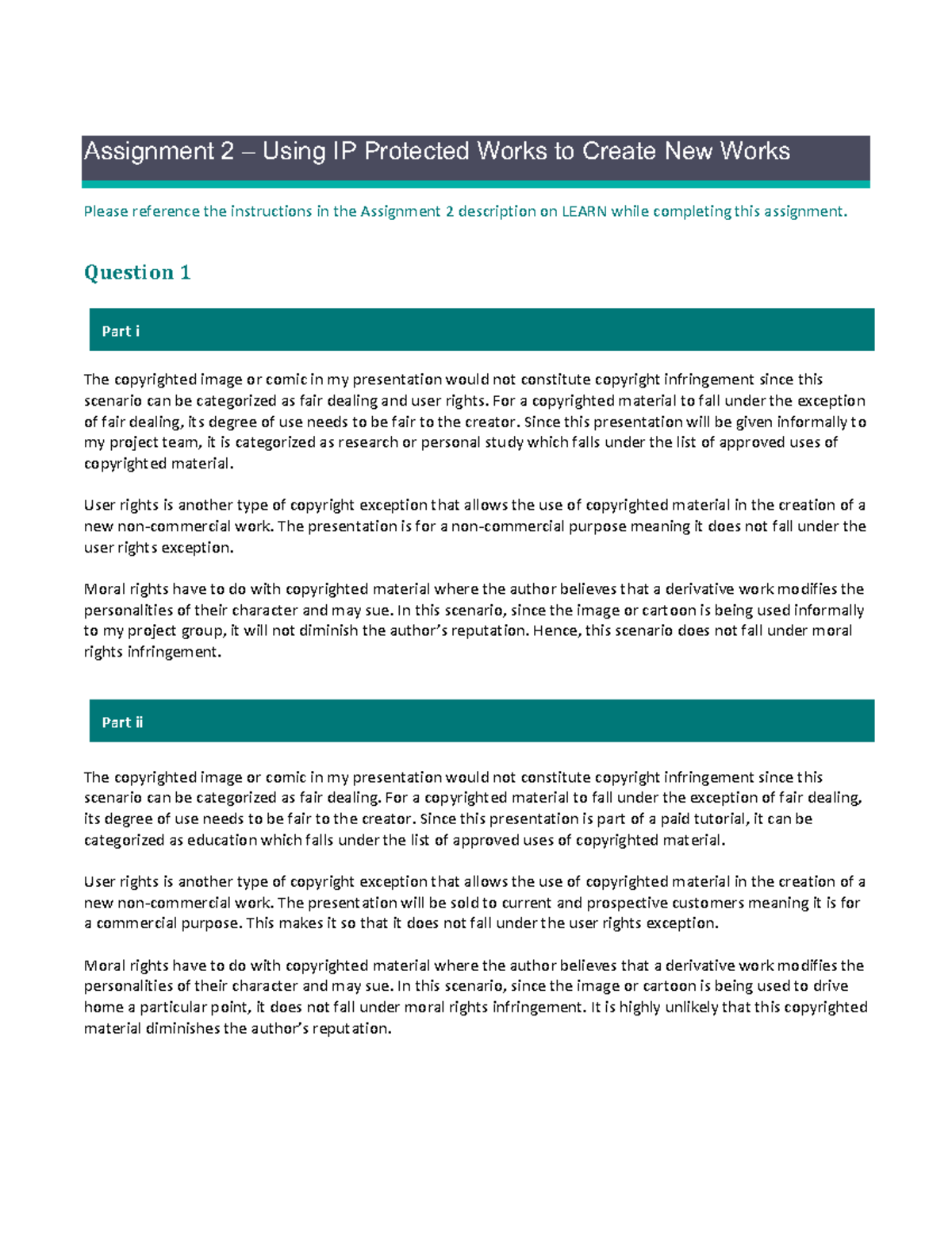 A2 - The following upload contains my personal solution to assignment 2 ...