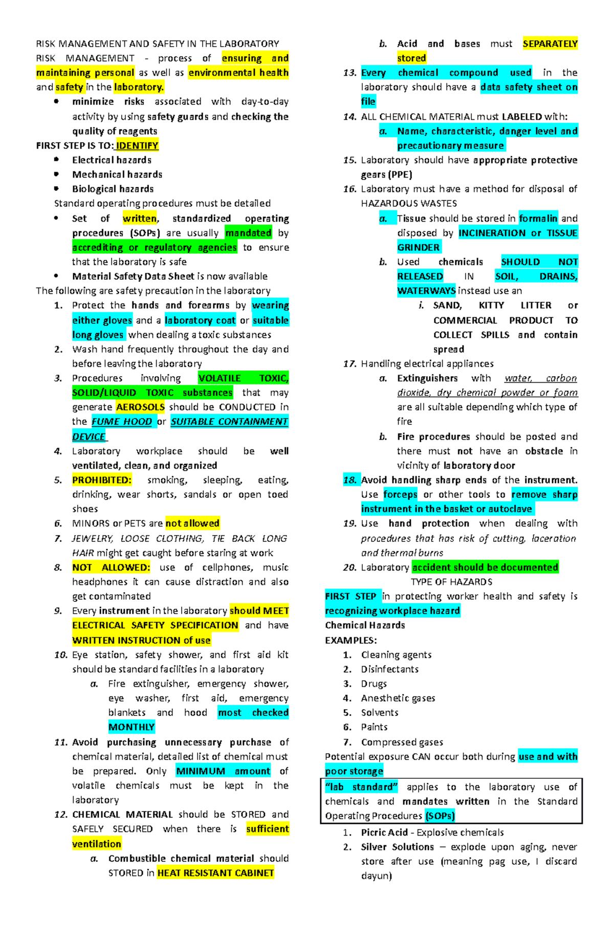 RISK Management AND Safety IN THE Laboratory - RISK MANAGEMENT AND ...