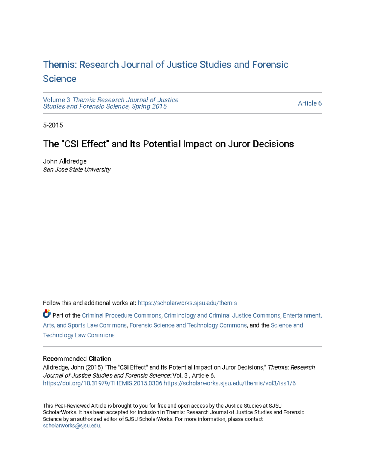 The CSI Effect - research - Themis: Research Journal of Justice Studies ...