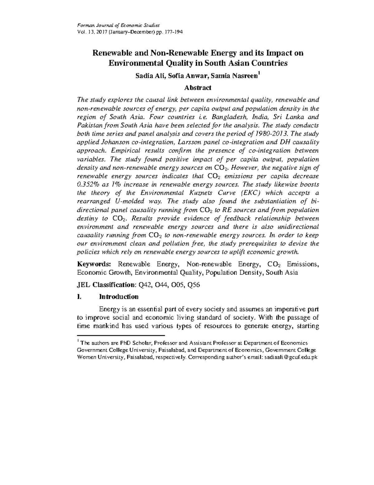 Renewable and Non-renewable energy impacts on environment - Forman ...
