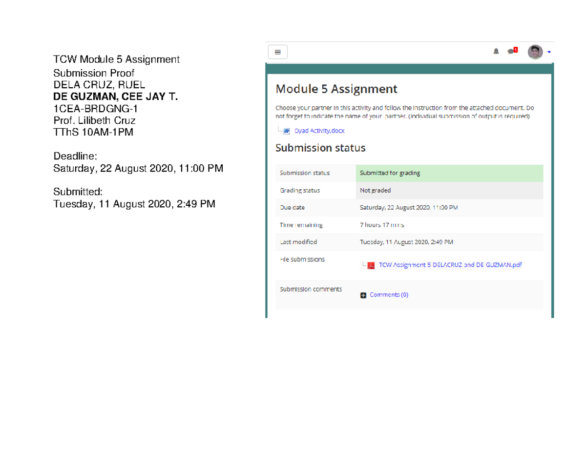 De Guzman - Module 5 - Assignment - Prof LBC with Proof - TCW Module 5 Assignment Submission ...