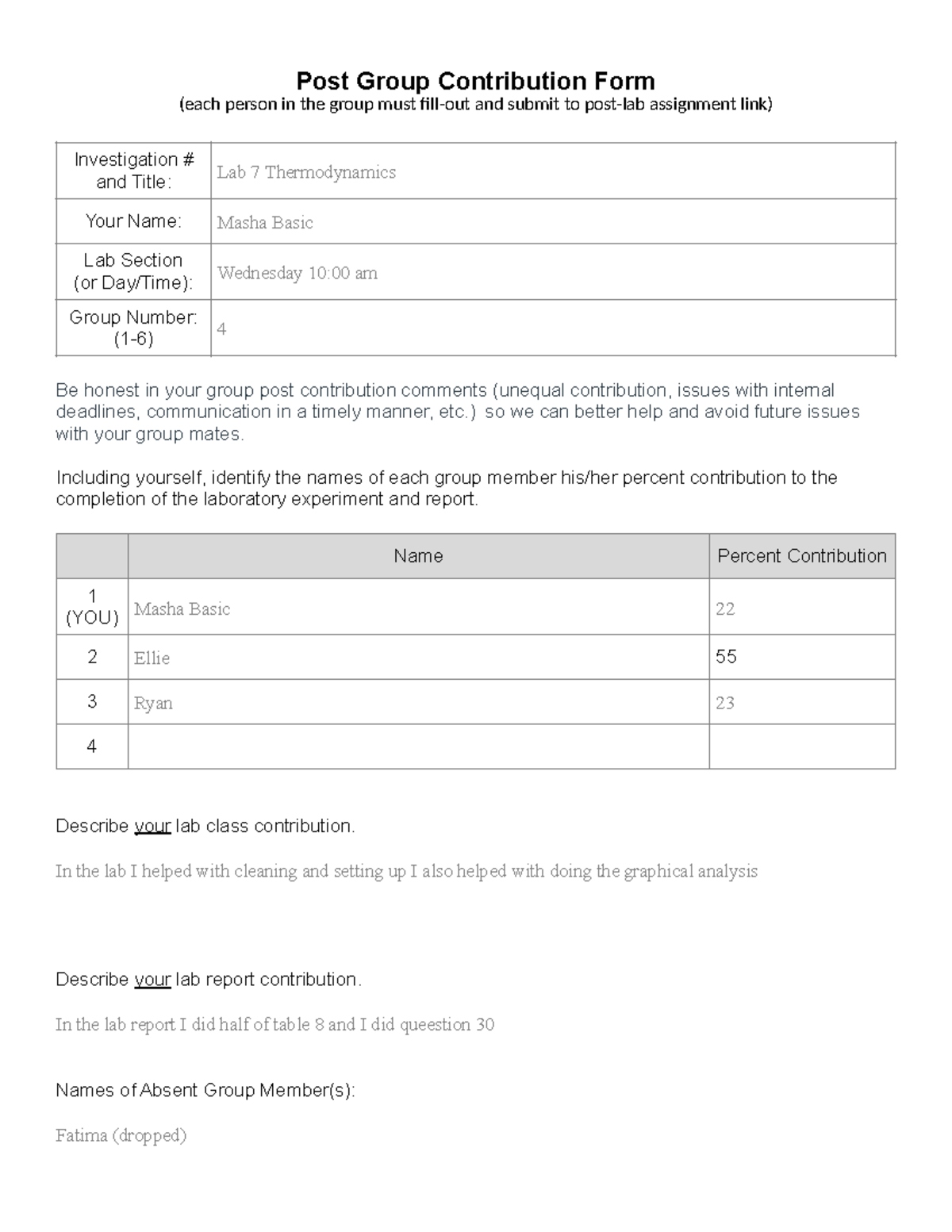 Lab 7 post - lab 7 post example - Post Group Contribution Form (each ...