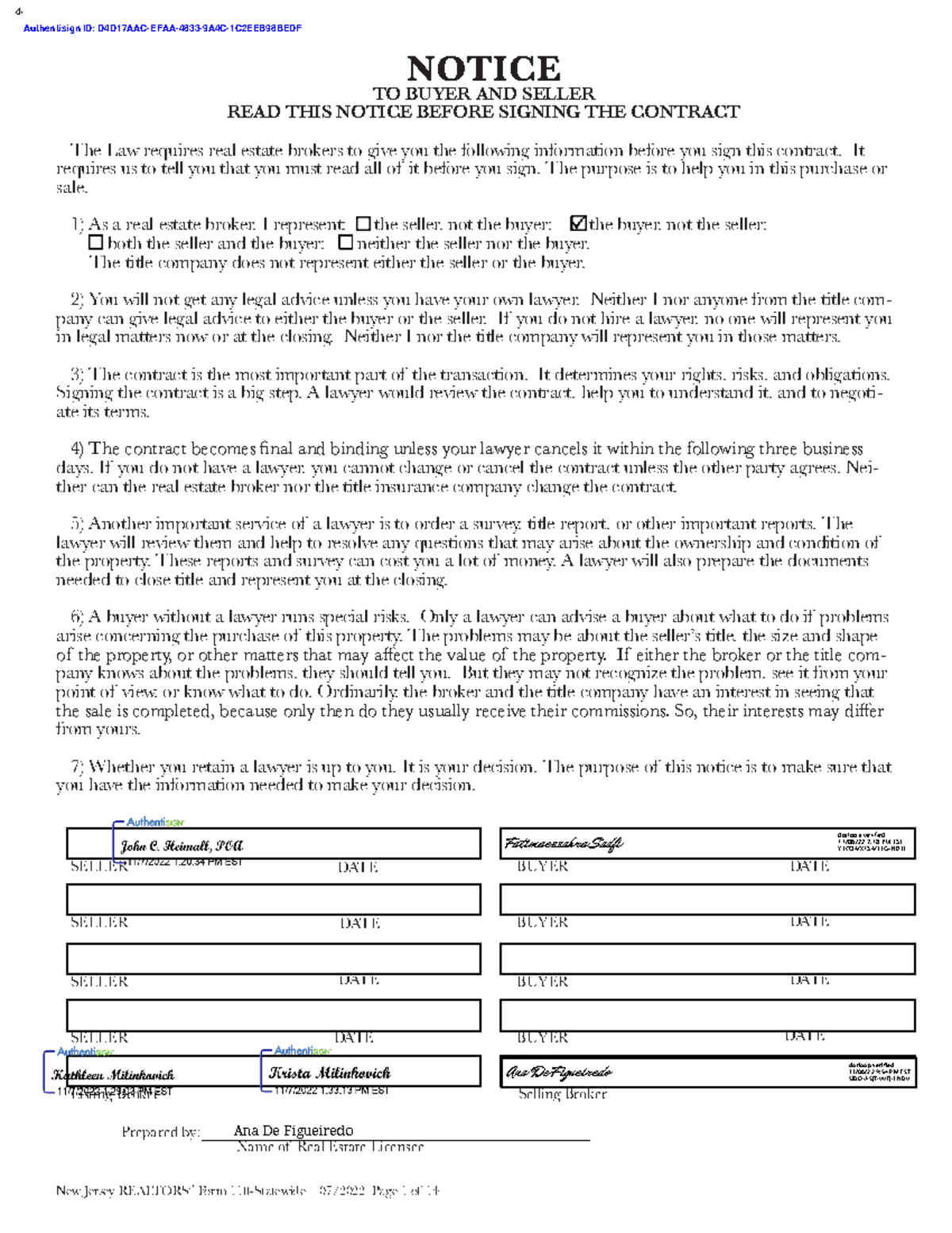 Contract - FDGFDRFGRGRETH - New Jersey REALTORS® Form 118-Statewide ...