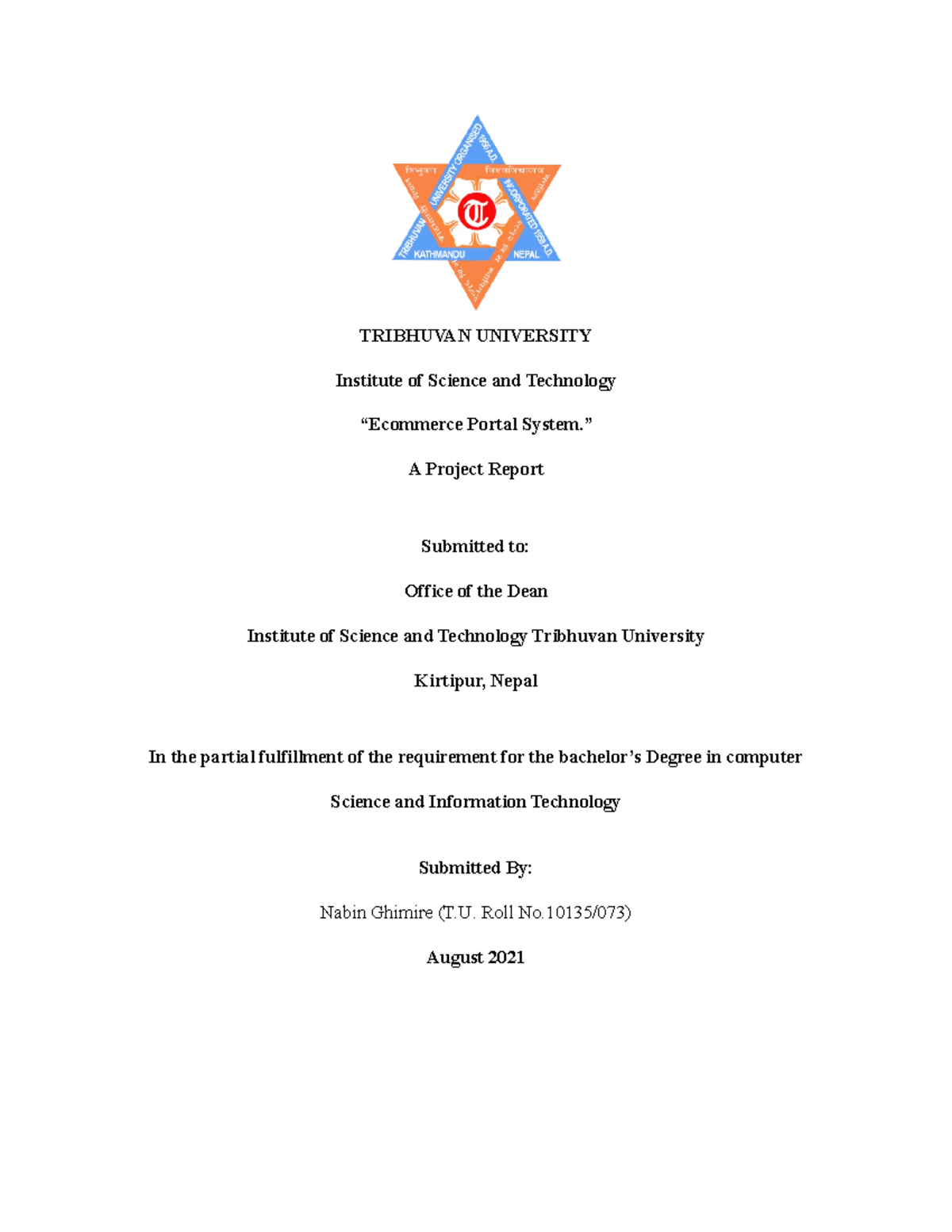 Ecommerce - TRIBHUVAN UNIVERSITY Institute of Science and Technology ...