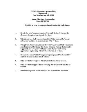 CE 383 - Homework #3 Part #1 - Mossimo Vardamaskos CE 383 - Ethics and ...