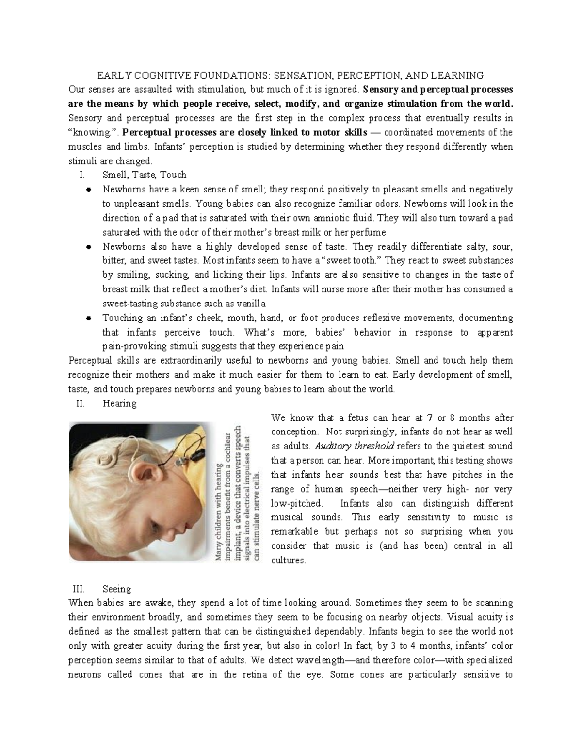 Chapter 7- Early Cognitive Foundations - EARLY COGNITIVE FOUNDATIONS ...