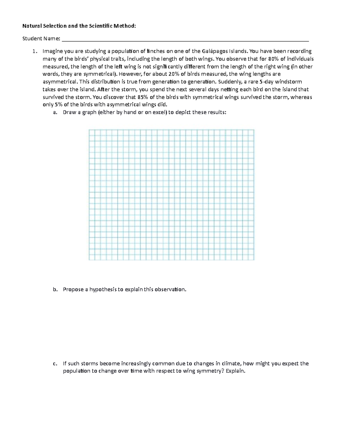 Activity.Natural Selection and the Scientific Method - Natural ...
