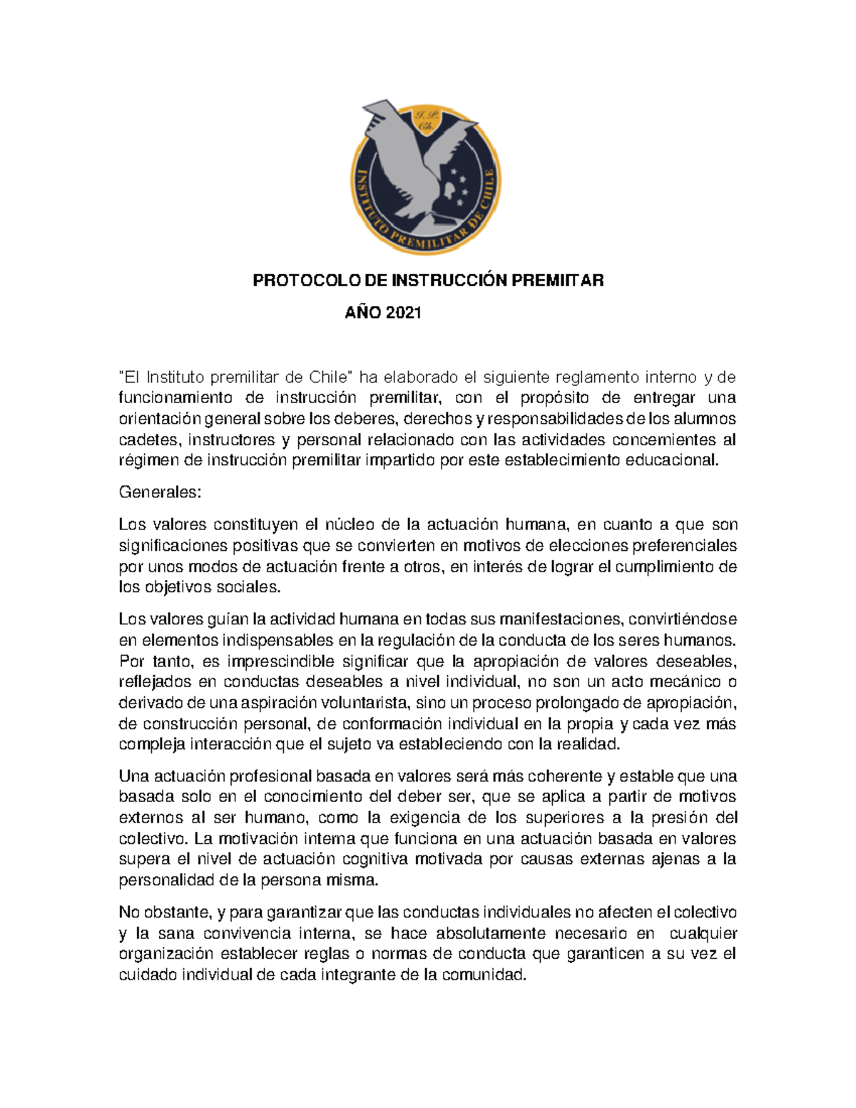 Protocolo DE Instruccion Premilitar 2022 - PROTOCOLO DE INSTRUCCIÓN ...