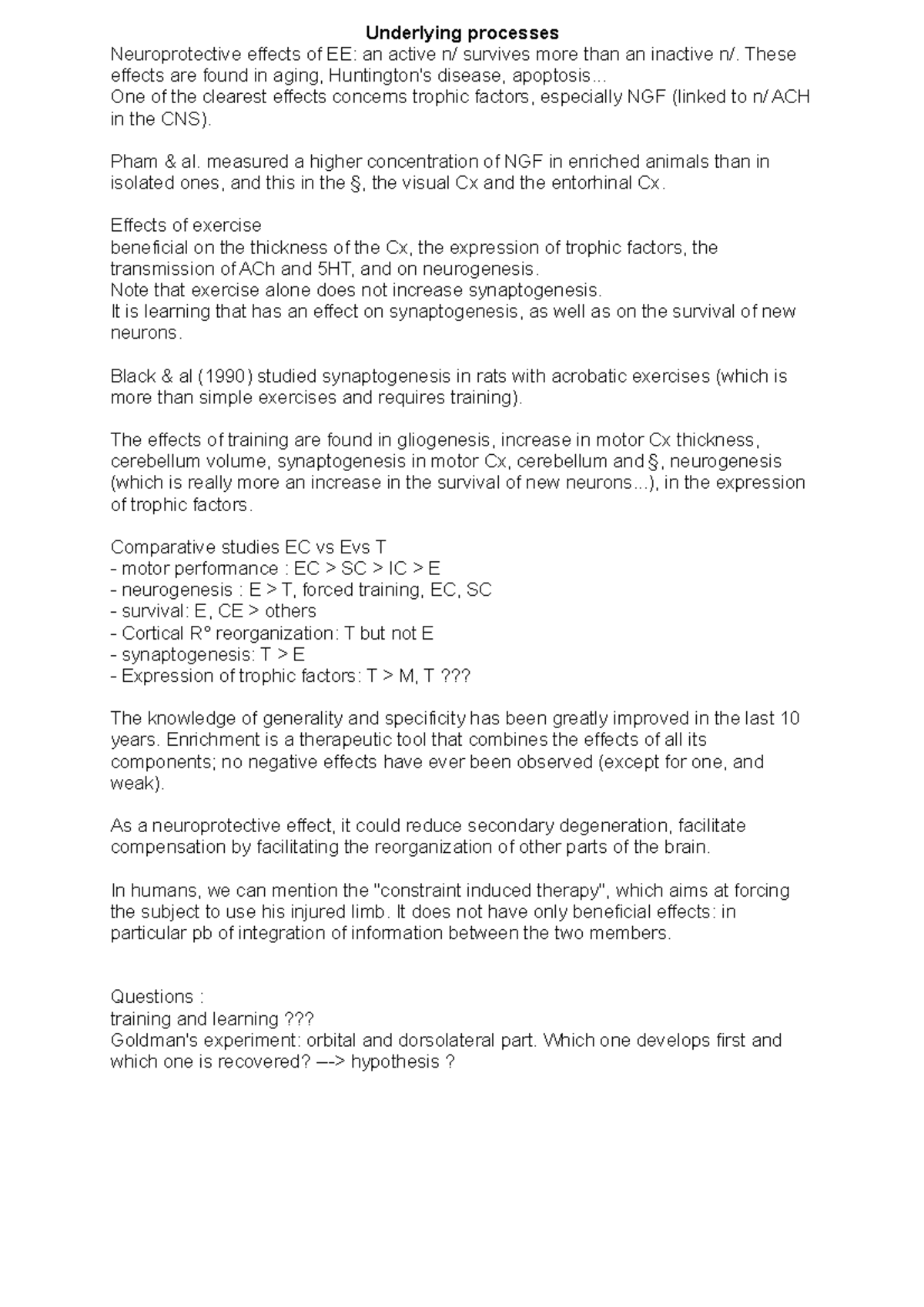 Underlying processes - Lecture notes General Psychology - Underlying ...