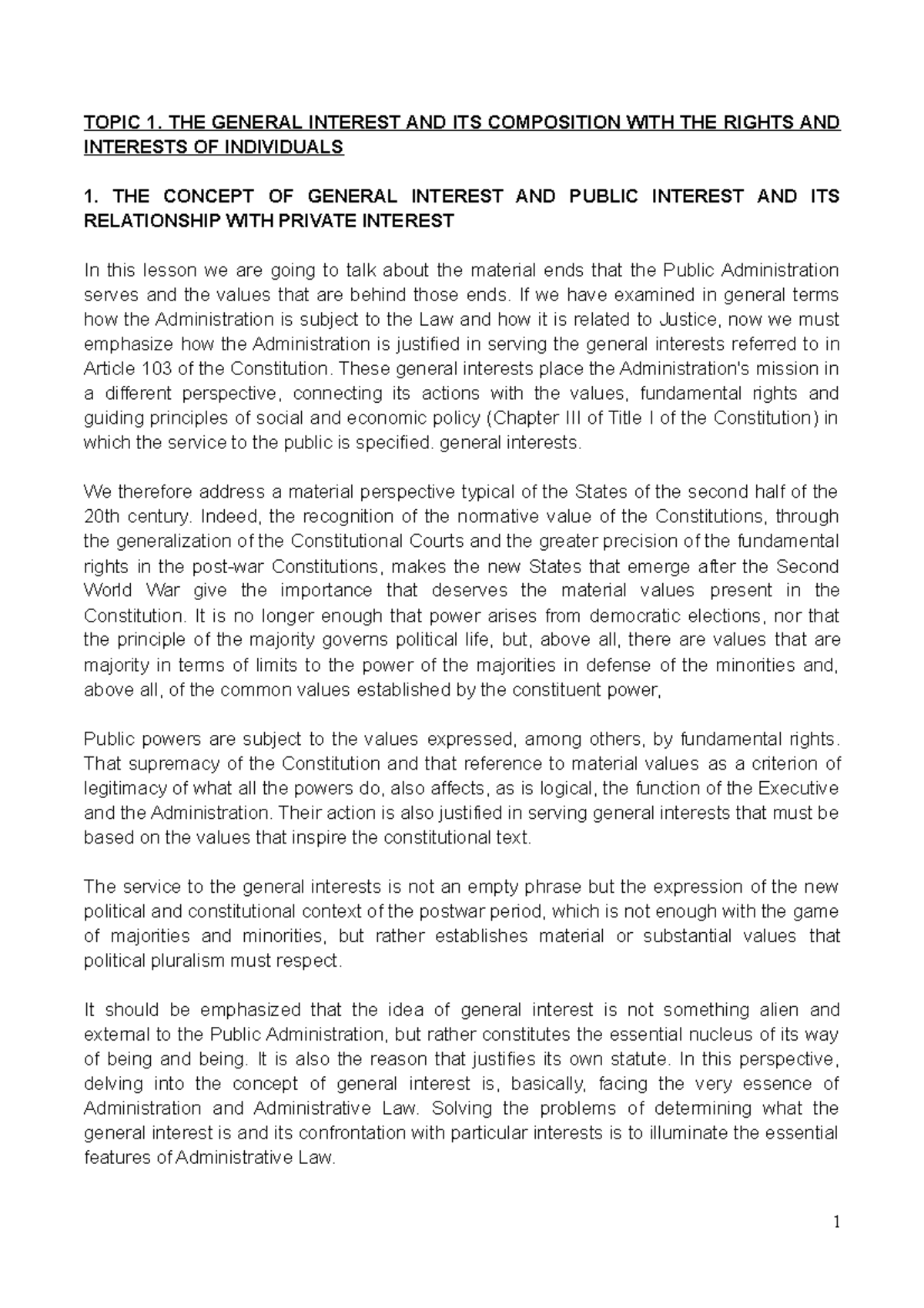 Unit 9 Human Resources Administration - TOPIC 1. THE GENERAL INTEREST ...