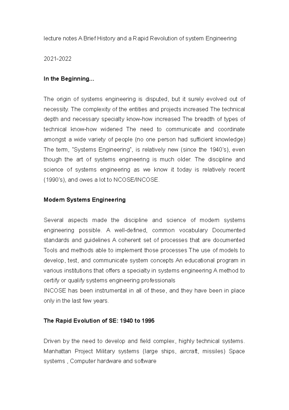 A Brief History and a Rapid Revolution of system engineering - .. The ...