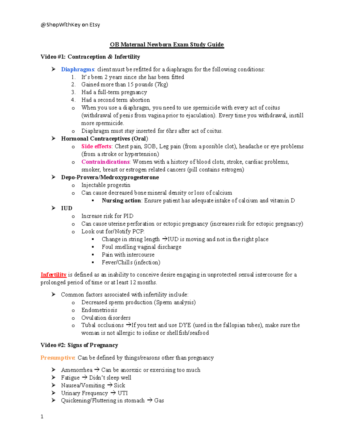 OBmaternal Newborn Studyguiderevised - OB Maternal Newborn Exam Study ...