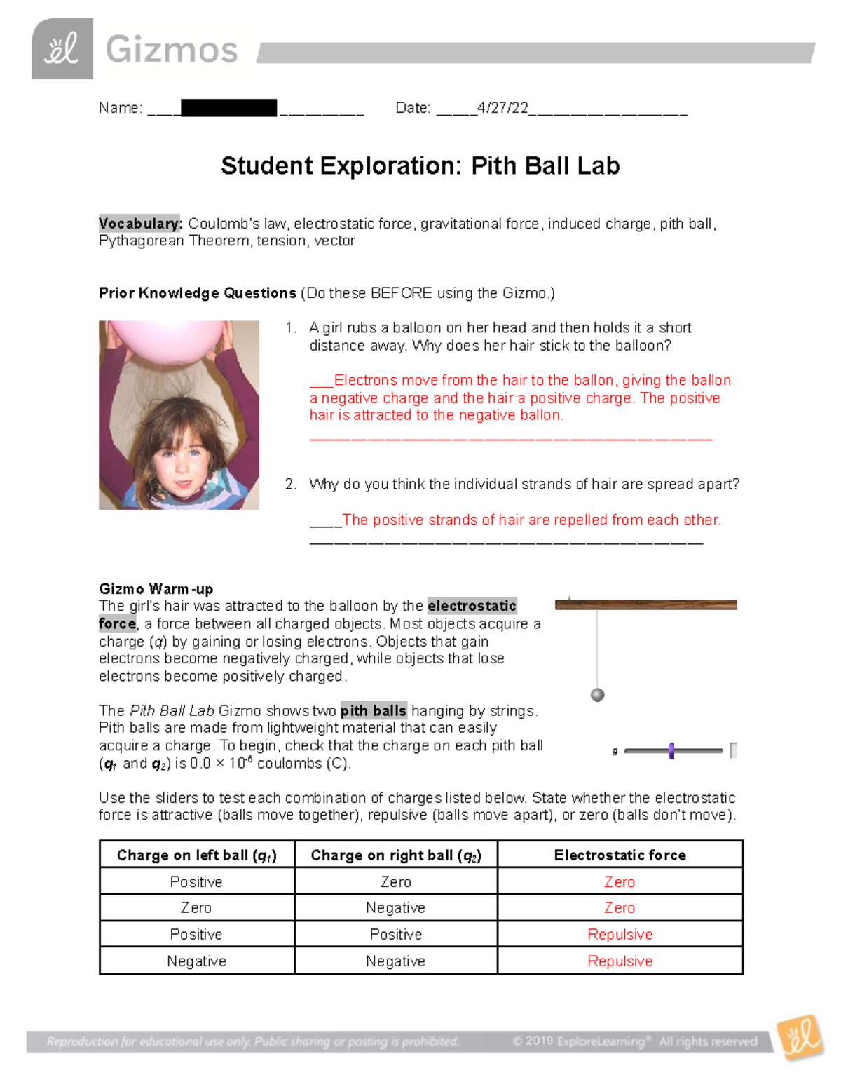 Copy of Pith Ball Lab SE - This assignment i did myself and it has most ...