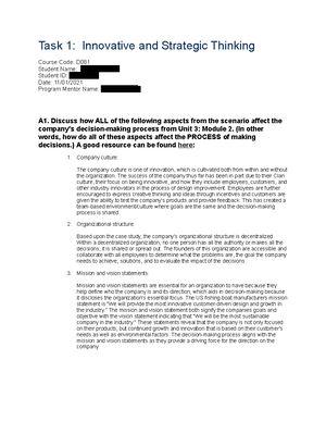 C234 Task 1 - C234 Task 1 - REM1: Task 1: Workforce Planning ...
