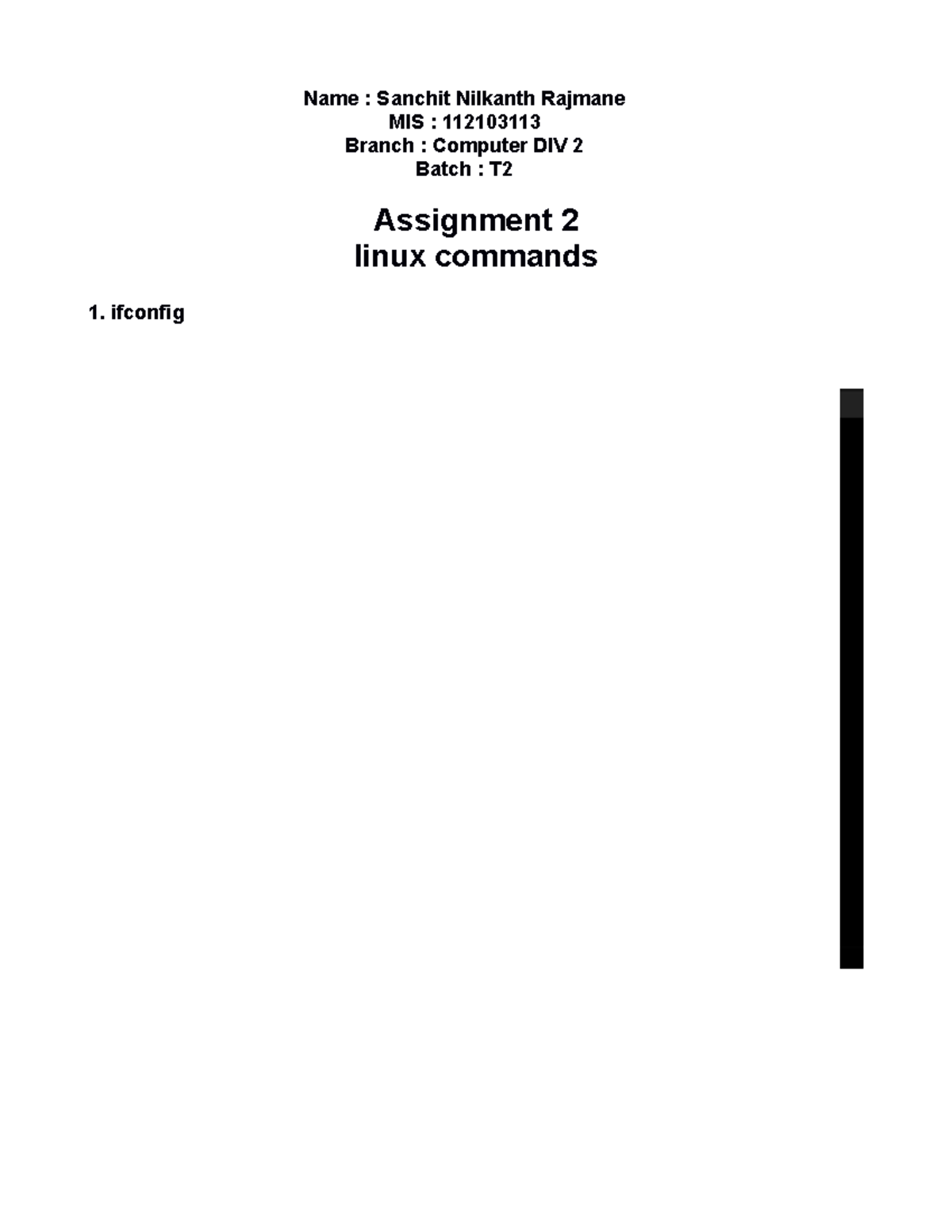 CN Assignment 2 - Name : Sanchit Nilkanth Rajmane MIS : 112103113 Branch : Computer DIV 2 Batch ...