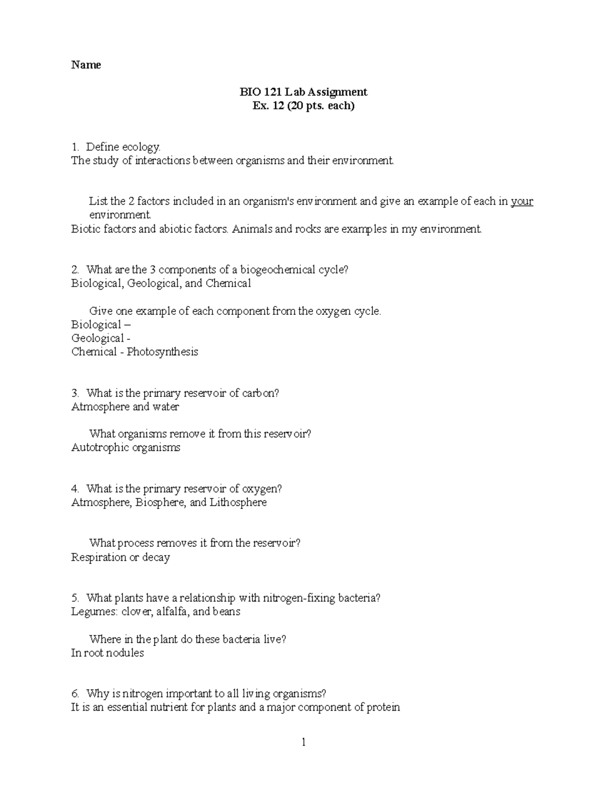 Ex.12 docx - BIO Lab Ex. 12 - Name BIO 121 Lab Assignment Ex. 12 (20 ...