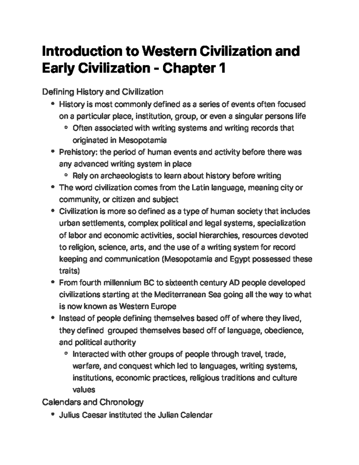 Introduction to Western Civilization and Early Civilization - Chapter 1 ...