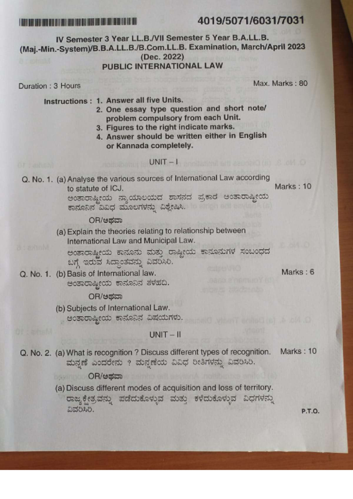 Public International law question papers - Iffiltililtiltil ...