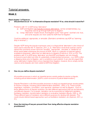 Tutorial 2 Contemporary Importance OF ADR - Should there be an “A” in ...
