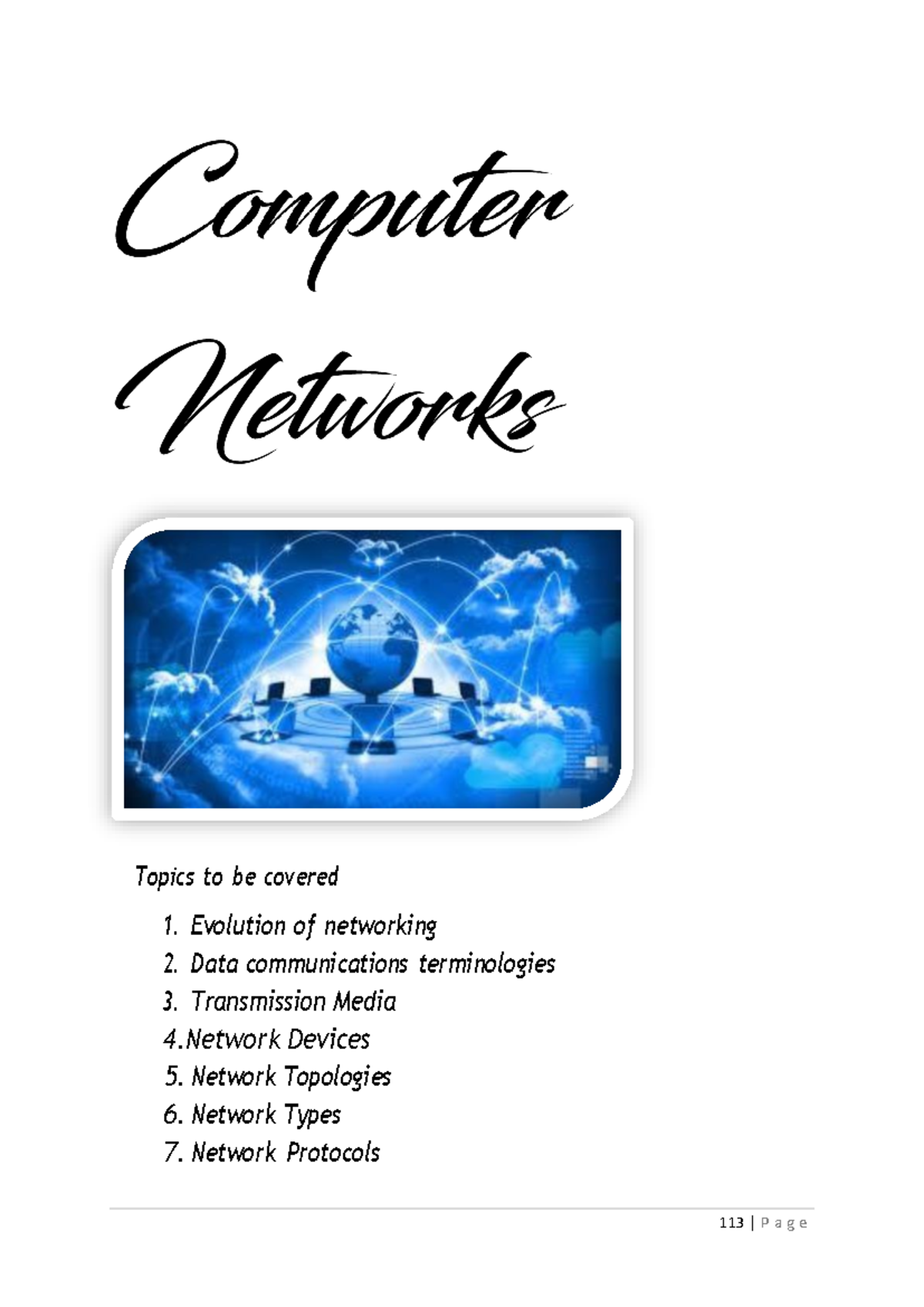 computer networks notes - Topics to be covered 1. Evolution of ...
